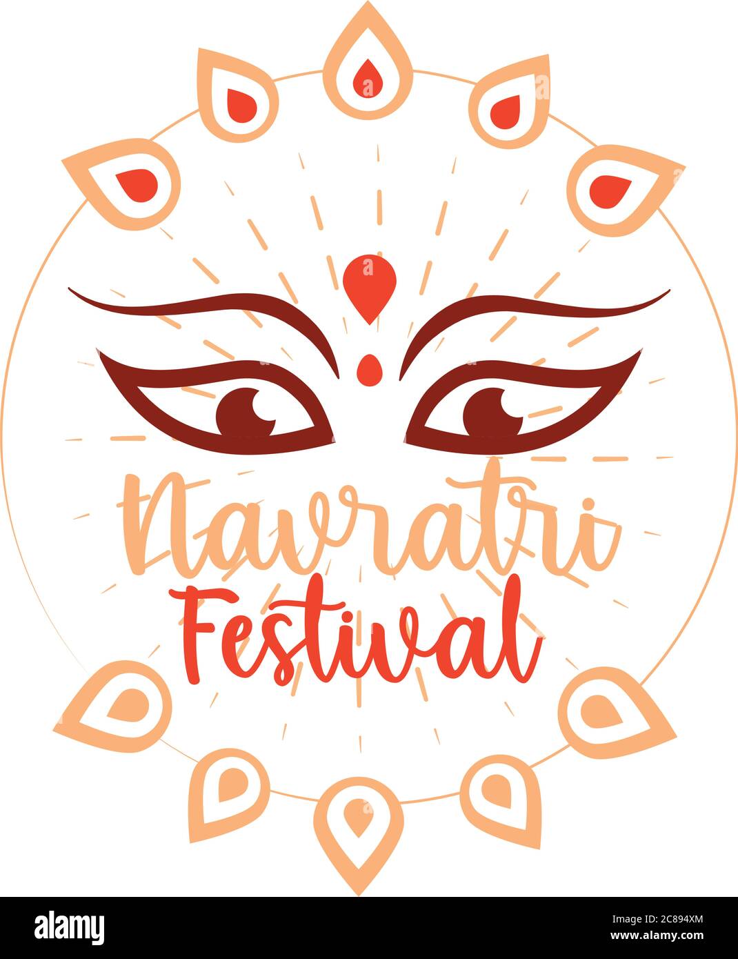 goddess durga happy navratri indian flat style icon vector illustration ...