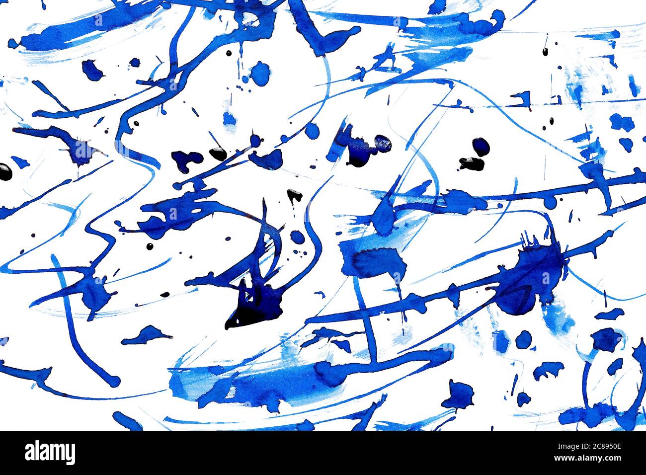 abstract blue ink shapes isolated on white, design elements or ...
