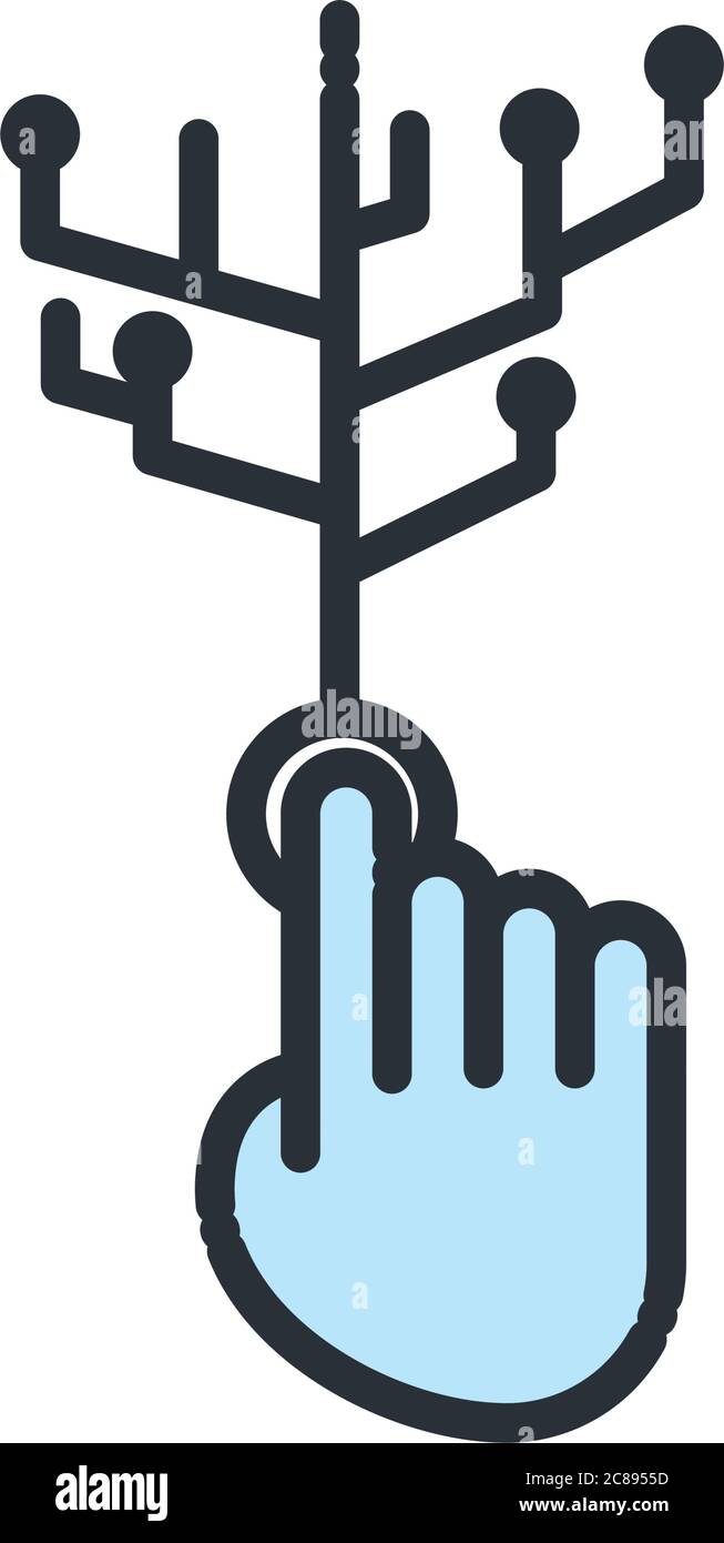 Hand cursor with circuit line and fill style icon design, Big data web hosting center base ...
