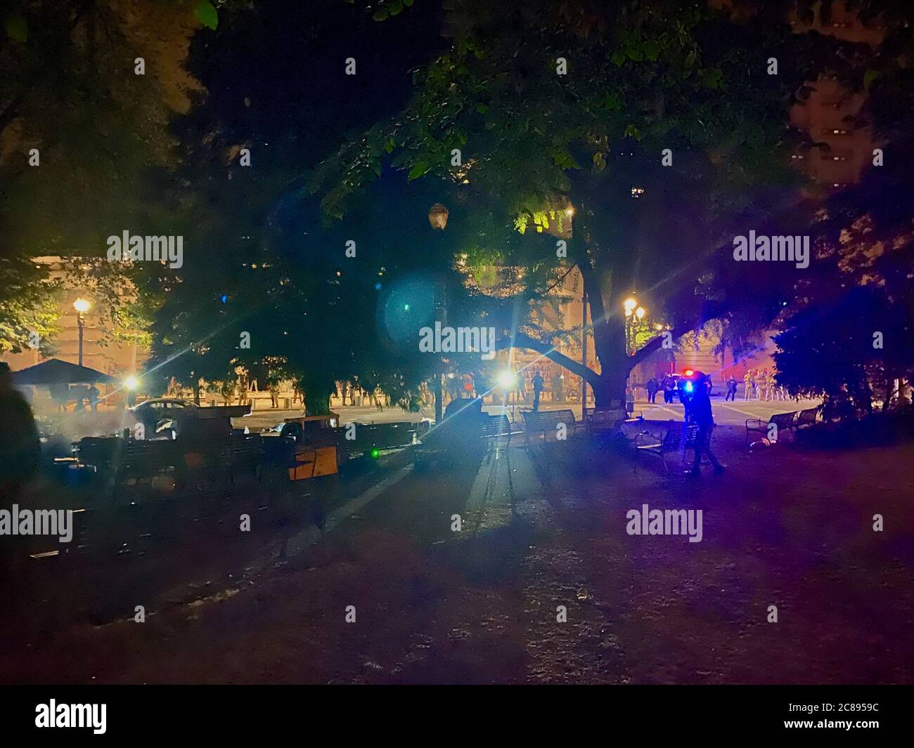 Portland, Oregon, USA. 22nd July, 2020. Portland Protesters stand off ...