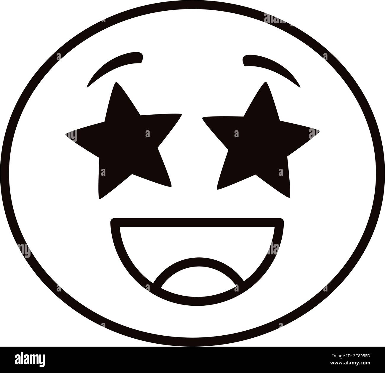 emoji face laughing with stars eyes line style icon vector illustration ...