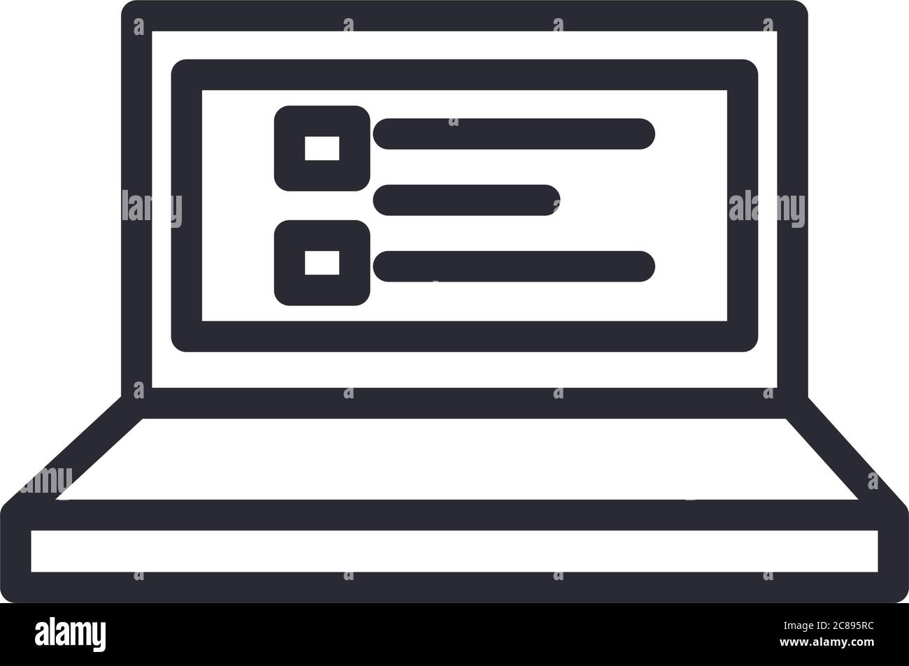 Options list on laptop line style icon design, Questionary survey and ...