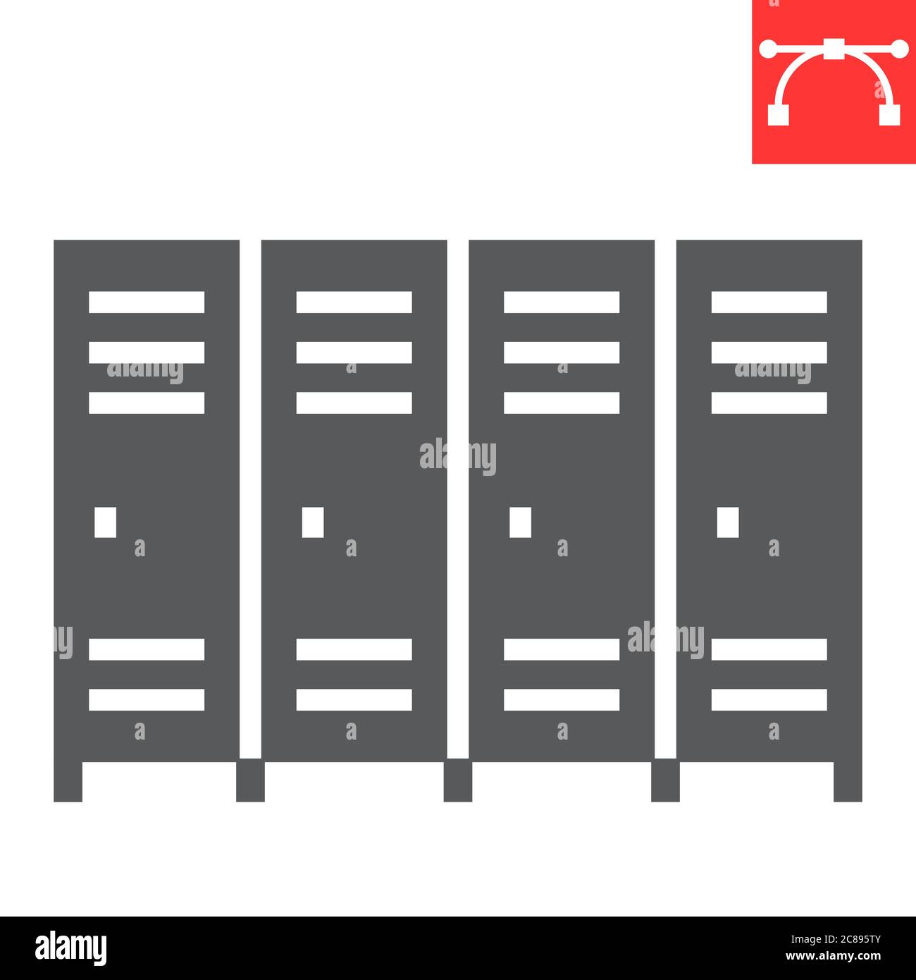 School lockers glyph icon, school and education, locker sign vector ...