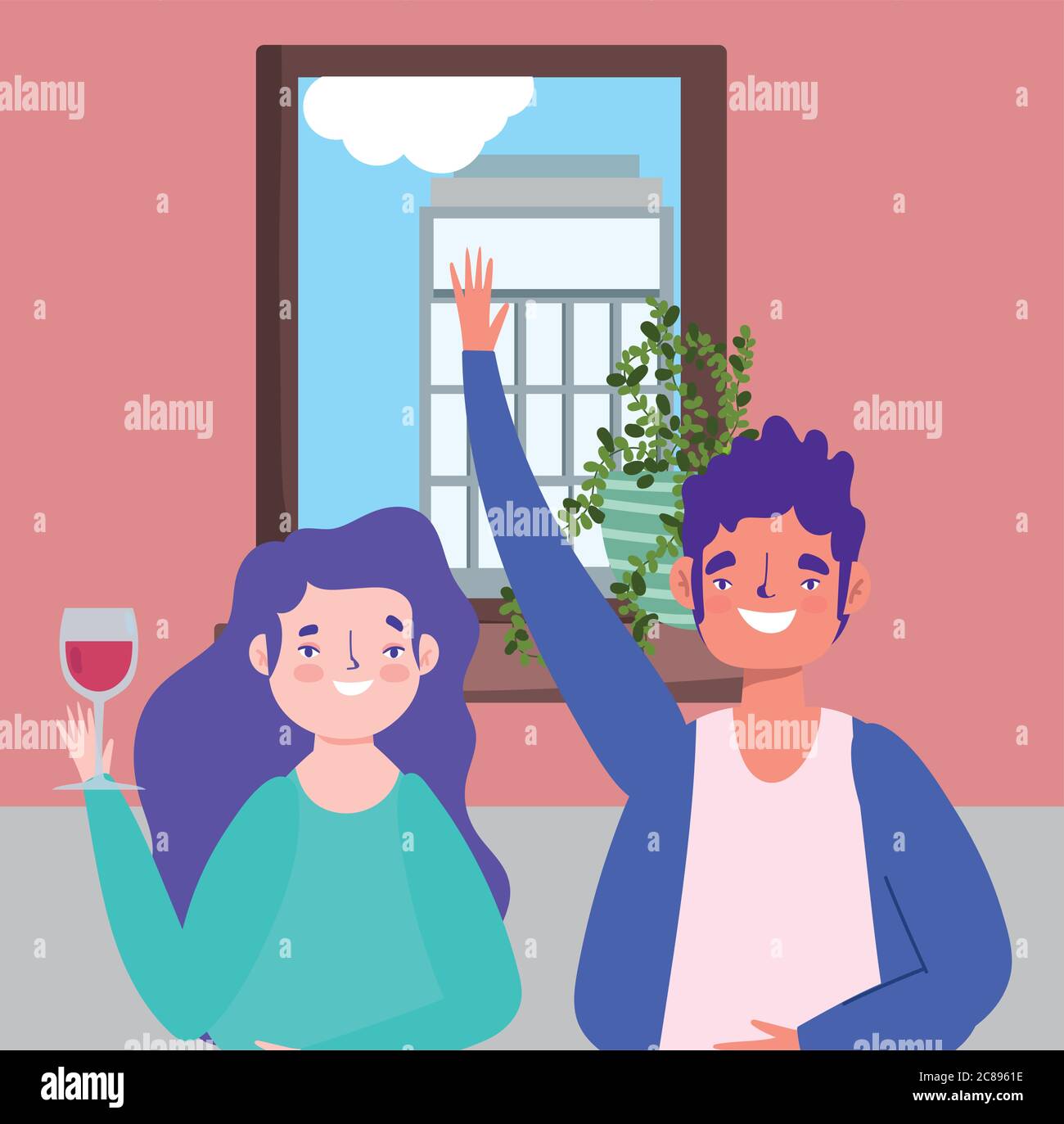 Cafe physical distancing Stock Vector Images - Alamy