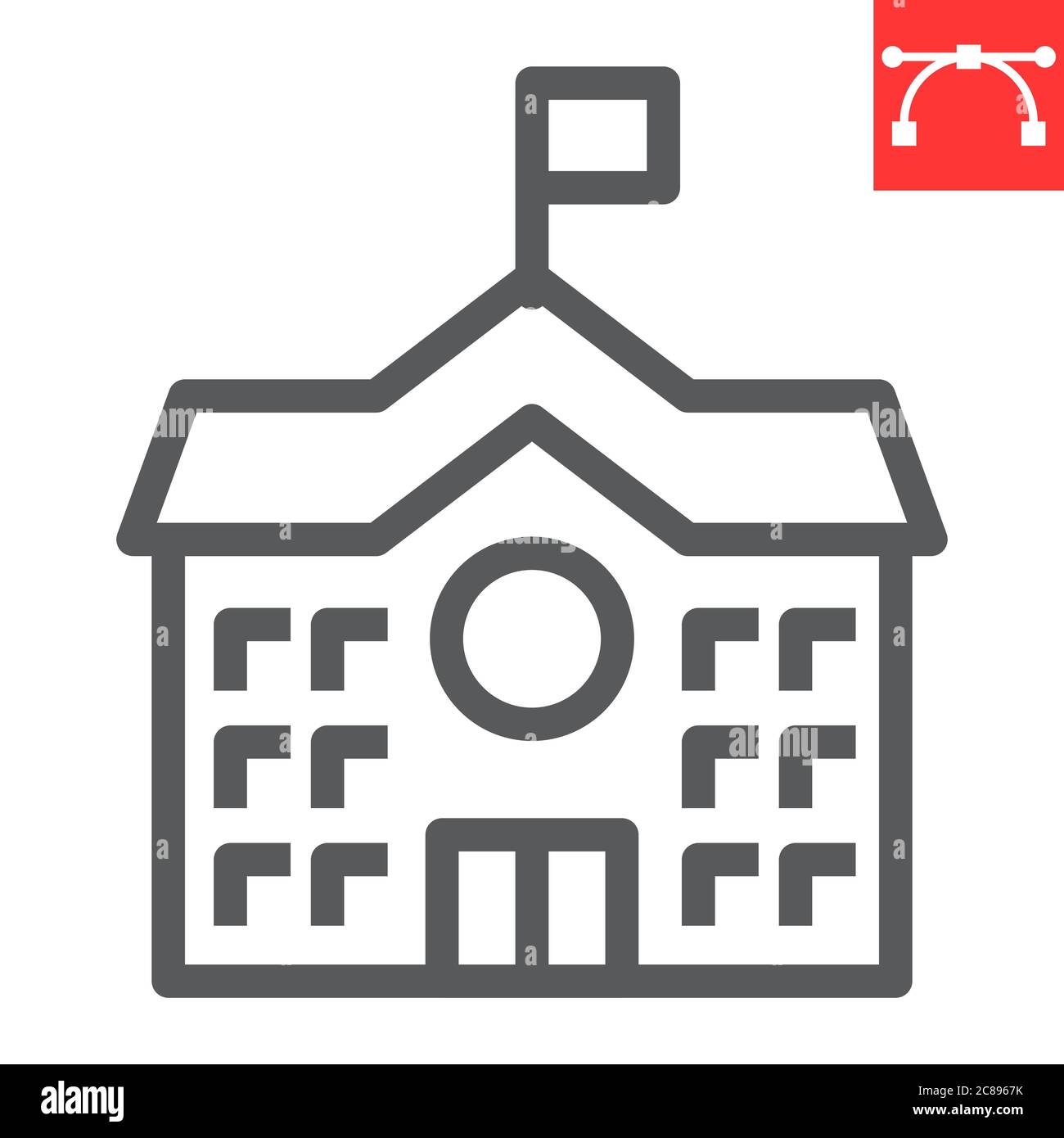 School Building line icon, school and education, house sign vector ...