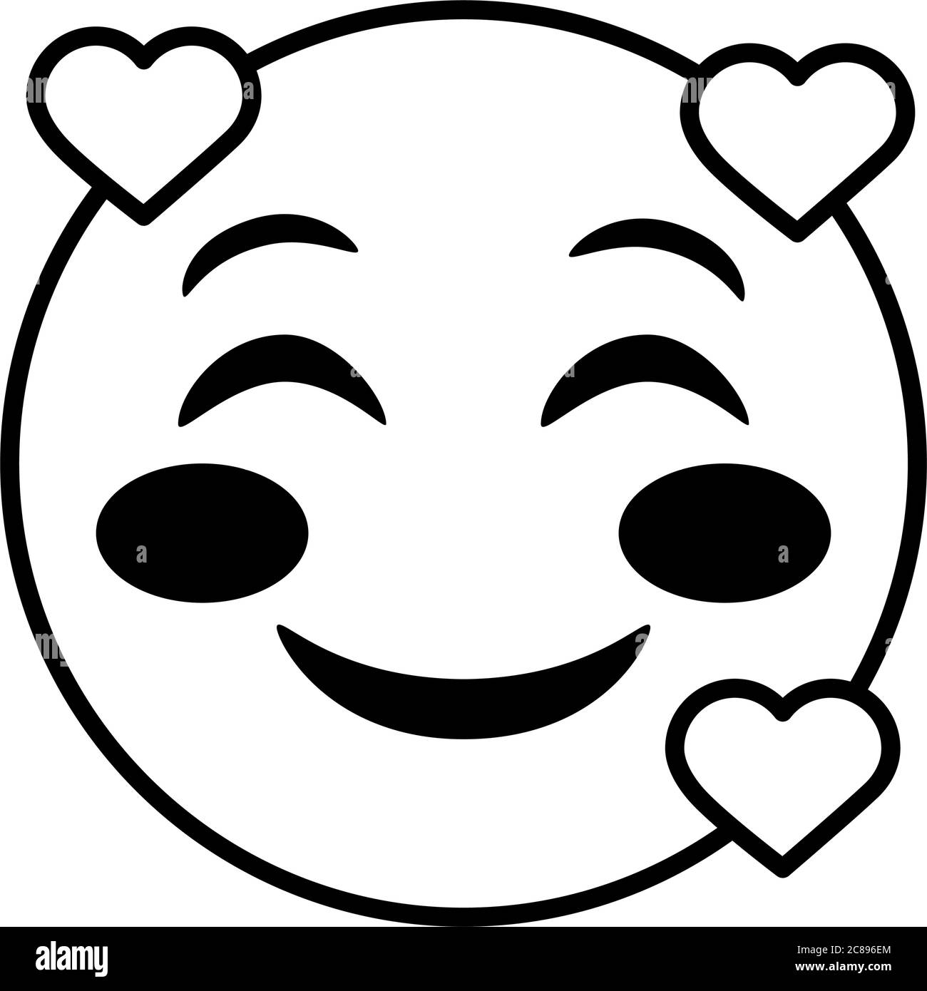 lovely emoji face with hearts line style icon vector illustration ...