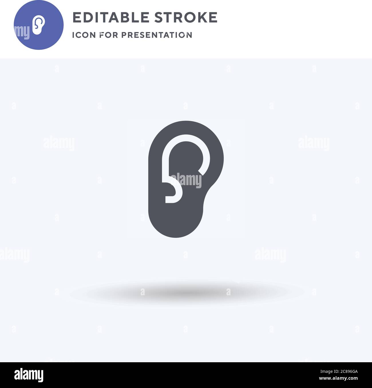 Ear icon vector, filled flat sign, solid pictogram isolated on white ...