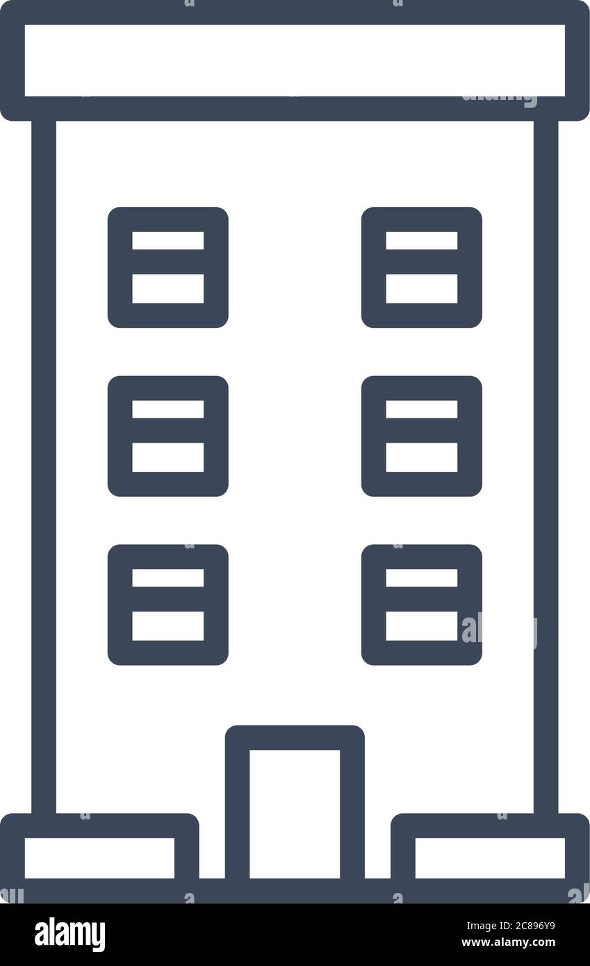 Building with windows line style icon design, City architecture urban ...