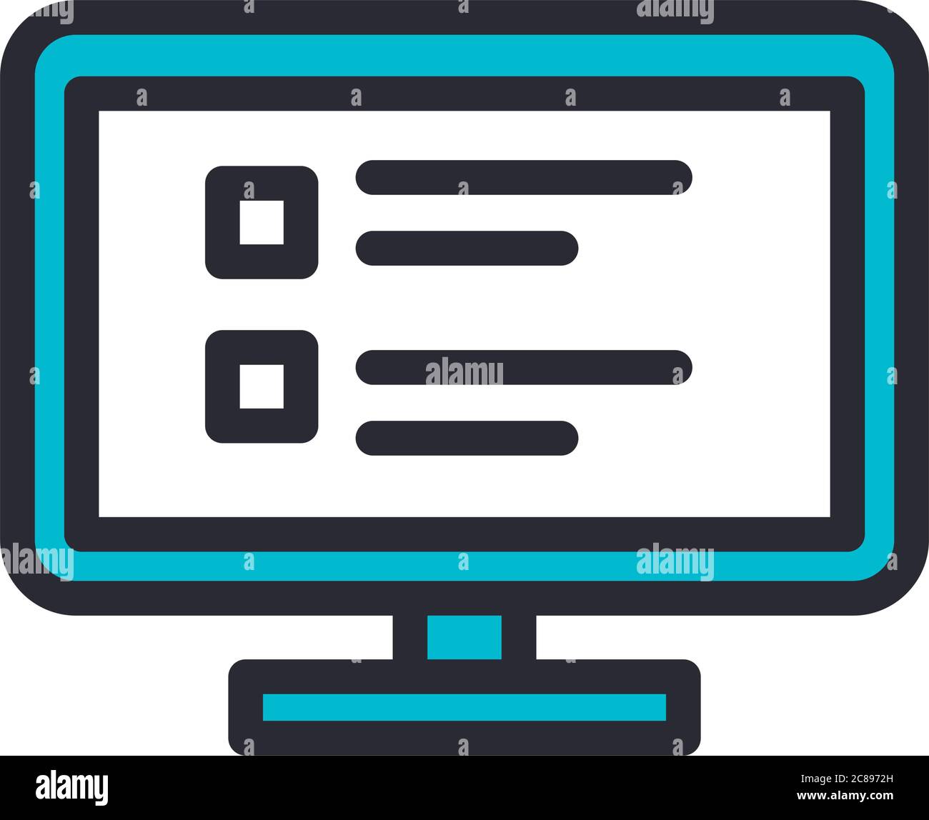 Options list on computer line and fill style icon design, Questionary ...