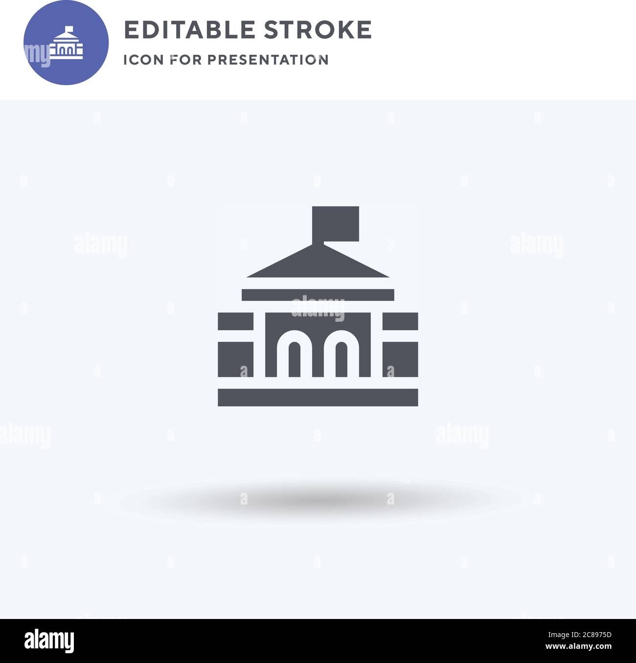 University icon vector, filled flat sign, solid pictogram isolated on ...