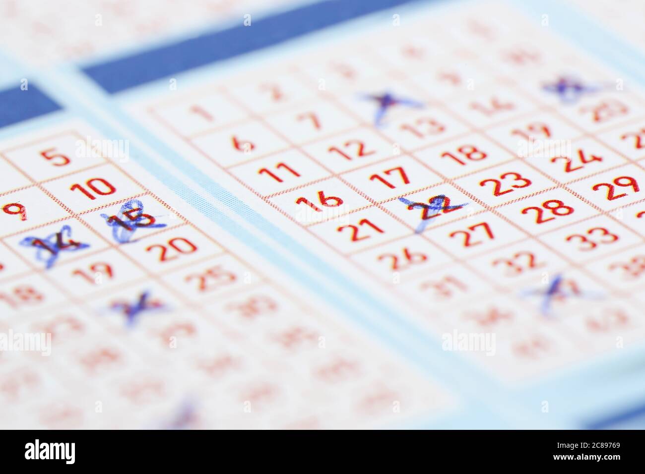 crossed out numbers on lottery ticket Stock Photo - Alamy