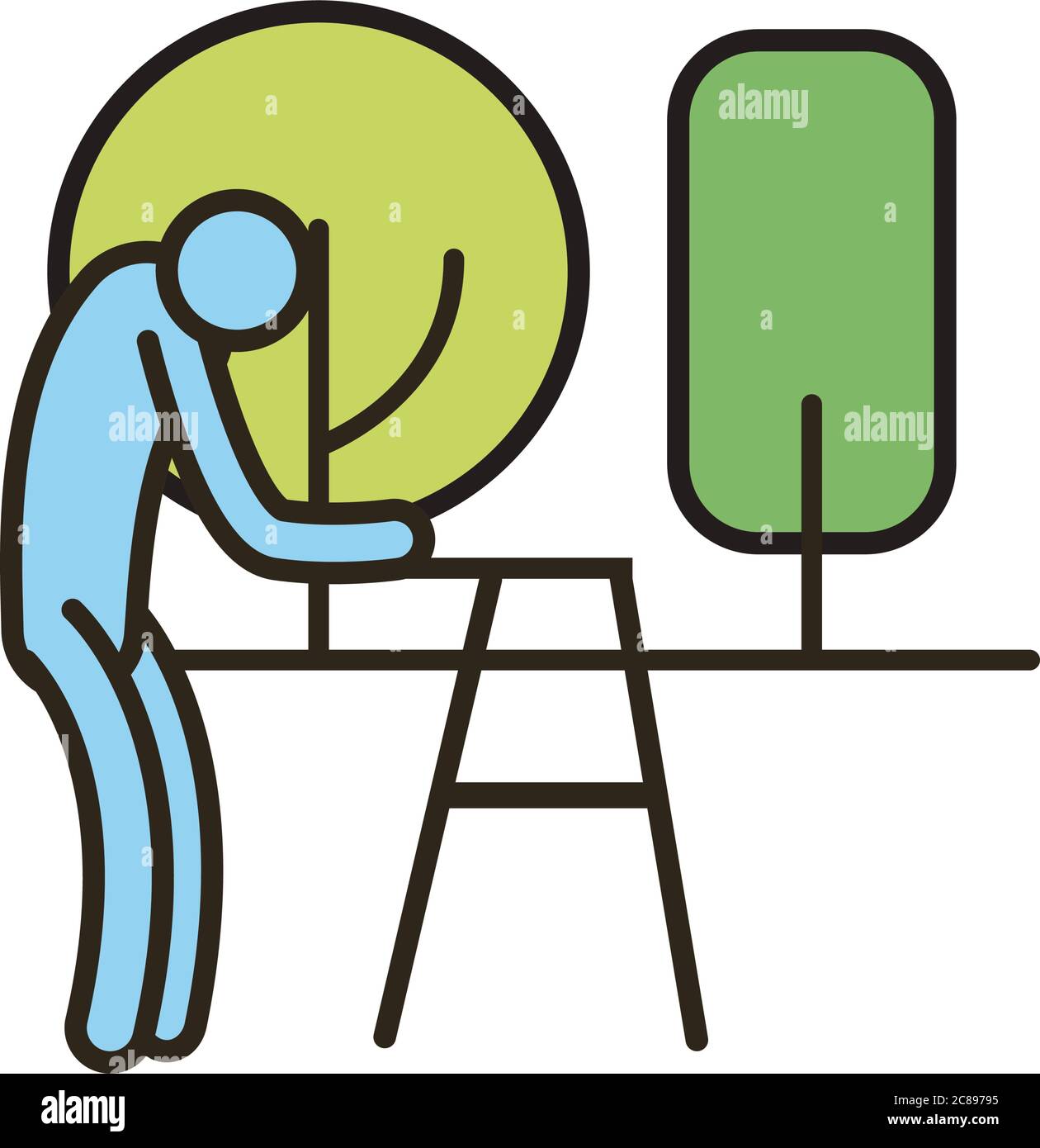 Grandfather avatar with walker line and fill style icon design, Old man ...