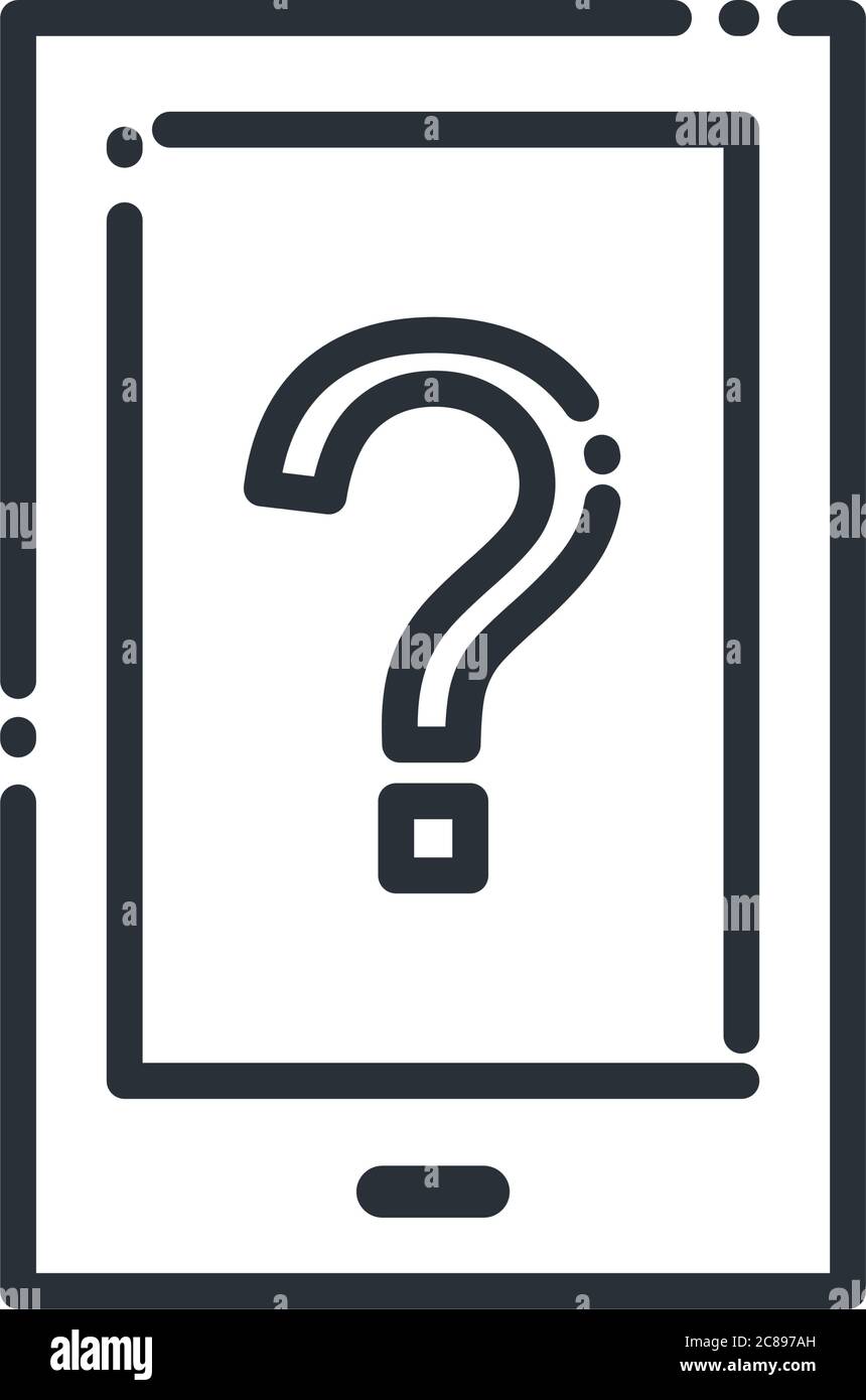 Smartphone with question mark line style icon design, Cellphone mobile ...