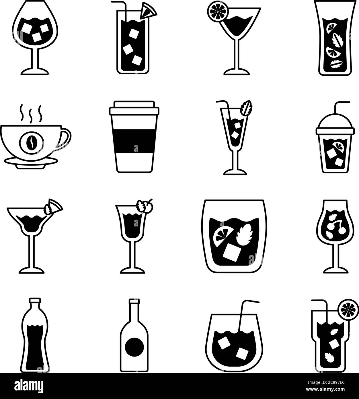bundle of drinks collection set icons vector illustration design Stock ...