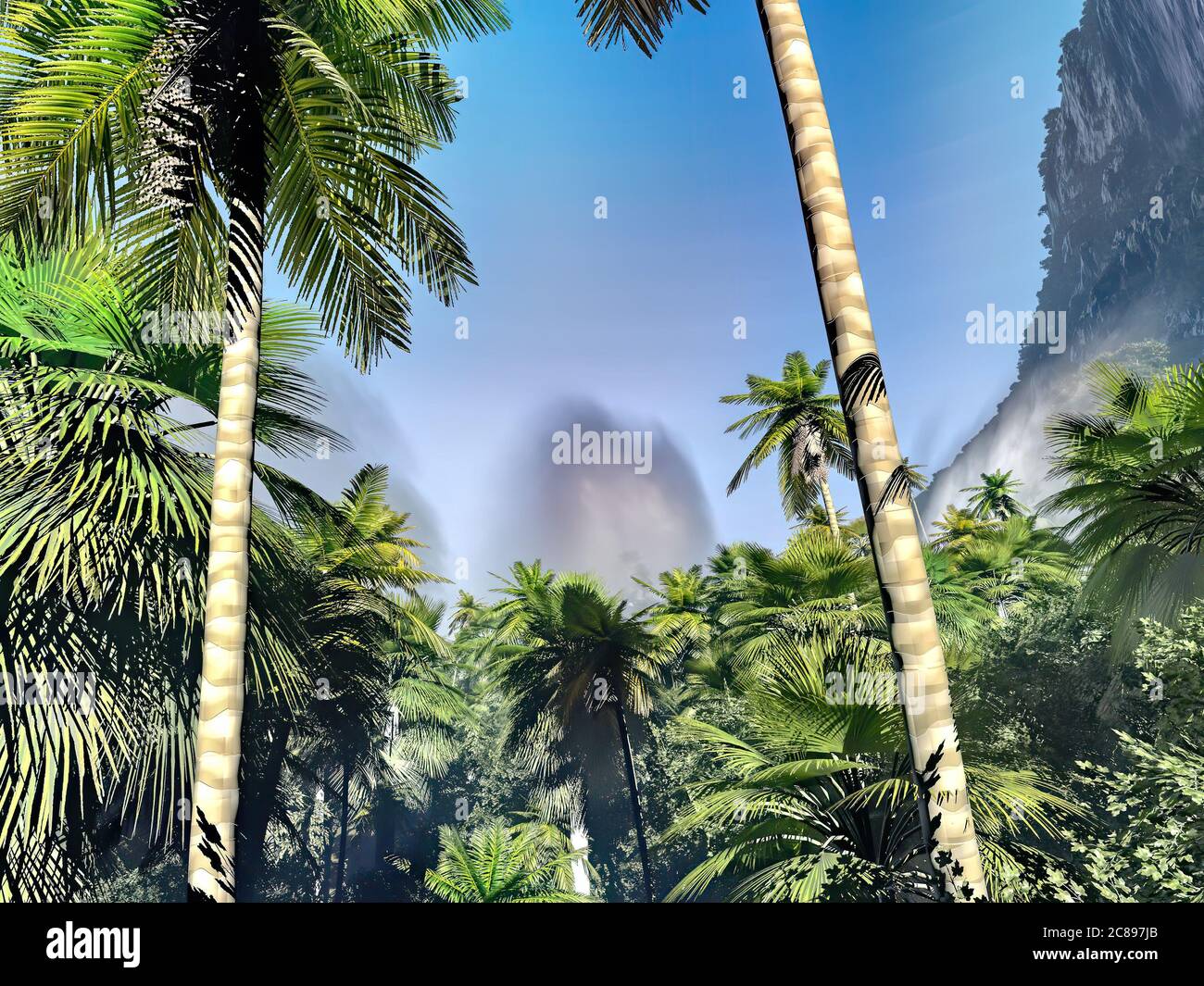 Paradise on Hawaii Island 3d rendering Stock Photo - Alamy