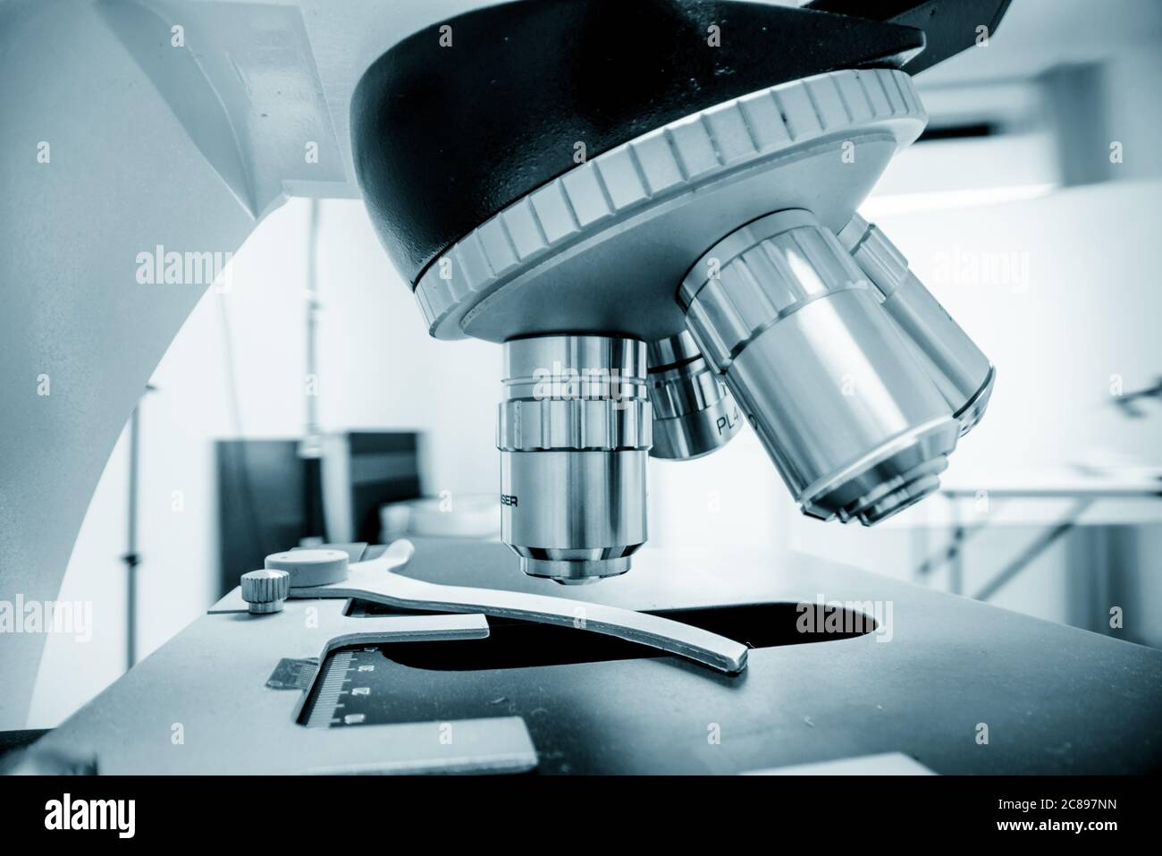 laboratory, microscope for chemistry biology test samples, examining ...