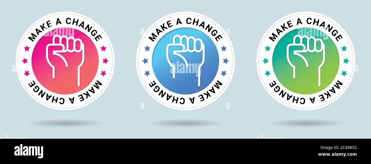 Make a change insignia stamp. Vector certificate icon. Set of 3 ...