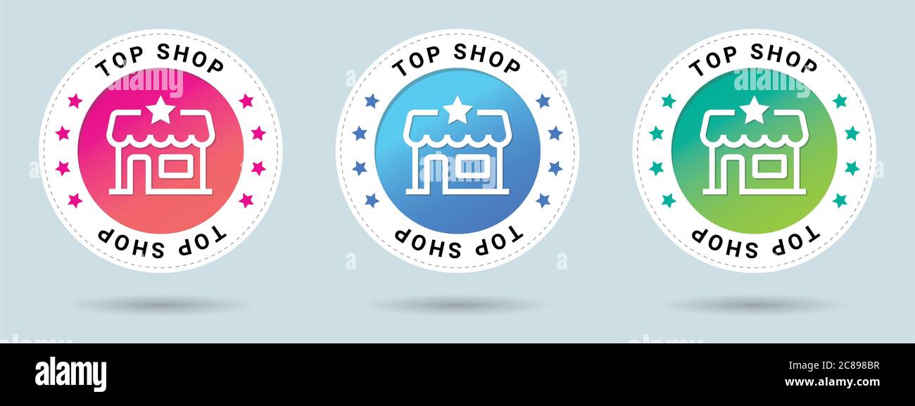 Top Shop stamp vector illustration. Vector certificate icon. Set of 3 ...
