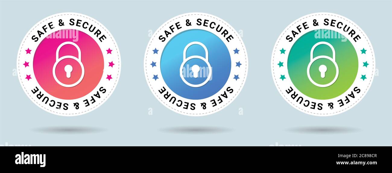 Safe and Secure stamp vector illustration. Vector certificate icon. Set ...
