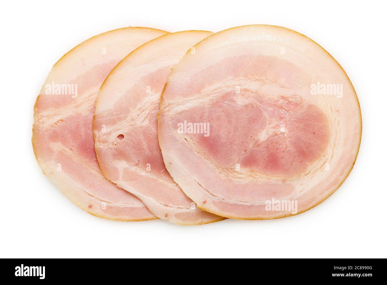 round slices of bacon isolated on white Stock Photo - Alamy
