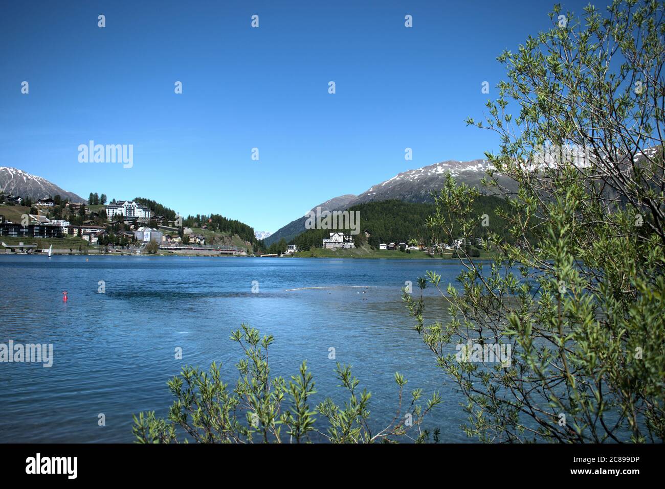 Lake of Saint Moritz on a very beautiful blue sky day Stock Photo - Alamy