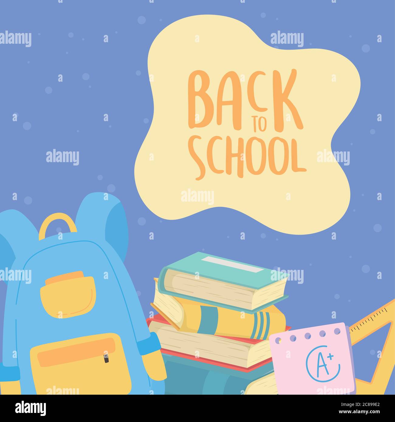 back to school, backpack books ruler and paper education cartoon vector ...