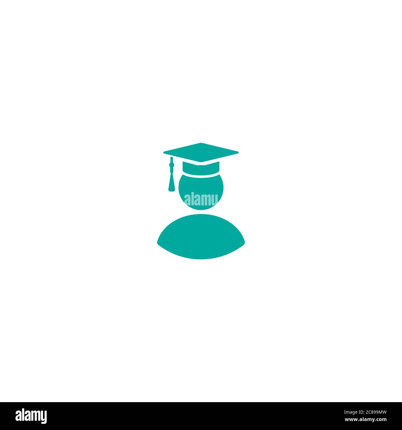 Simple line avatar. human figure with mortar board cap on head. flat ...