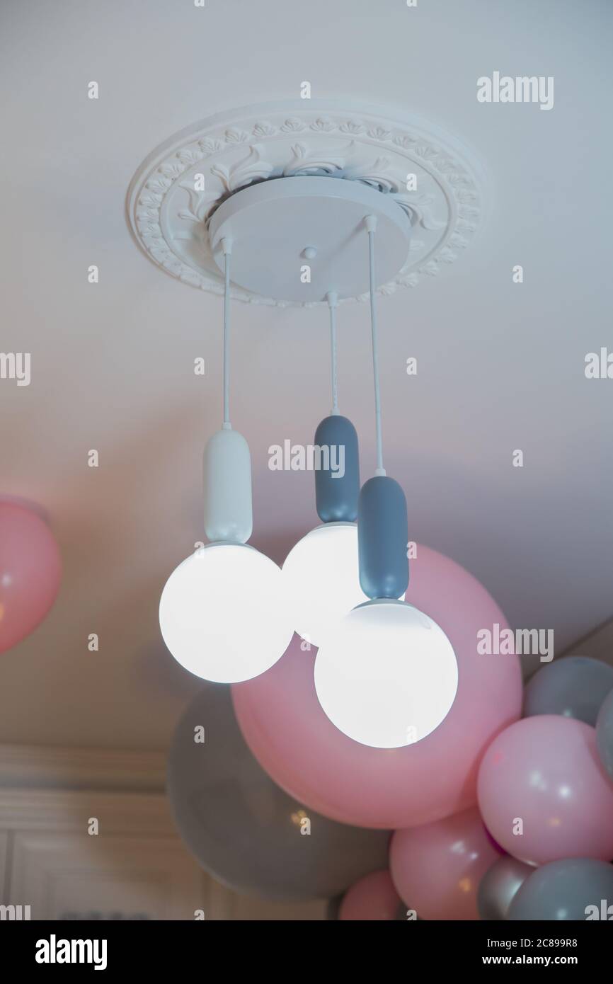 White round light bulb . Round white lamp Stock Photo - Alamy