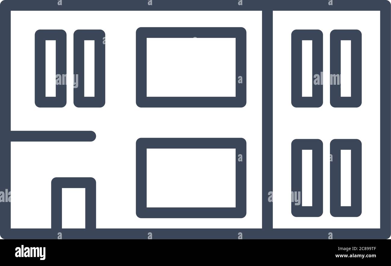 Building with windows line style icon design, City architecture urban ...