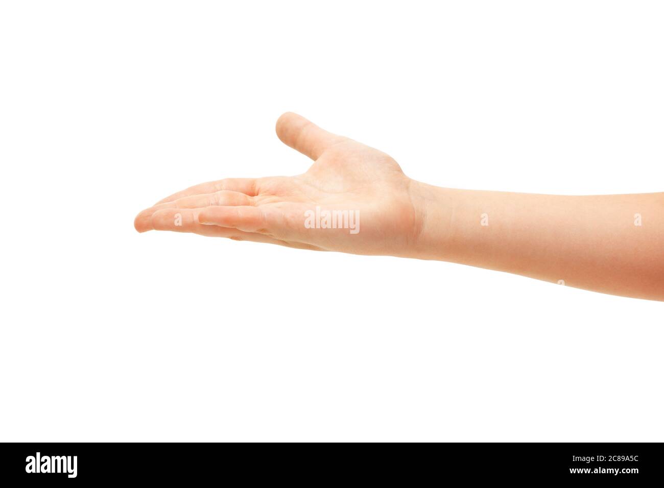 Taking, open palm. Children's hand, palm gesturing isolated on white ...