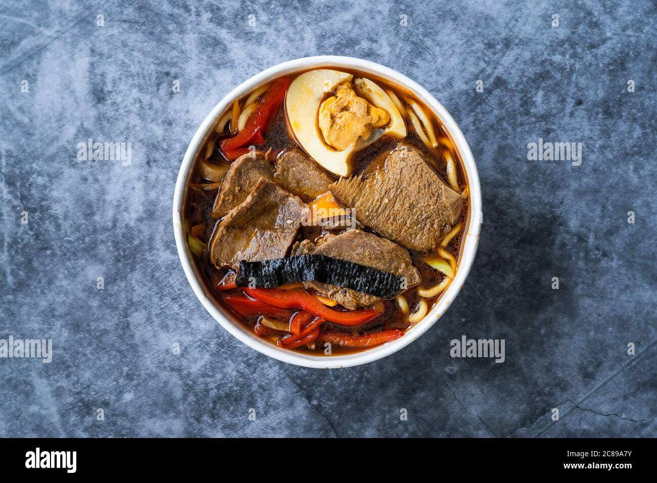 Take Away Shoyu Ramen Noodle with Egg, Soy Sprouts, Veal Meat, Carrot ...