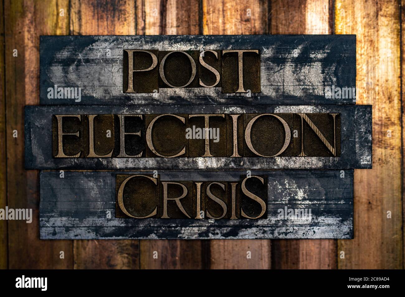 Post Election Crisis text formed with real authentic typeset letters on ...