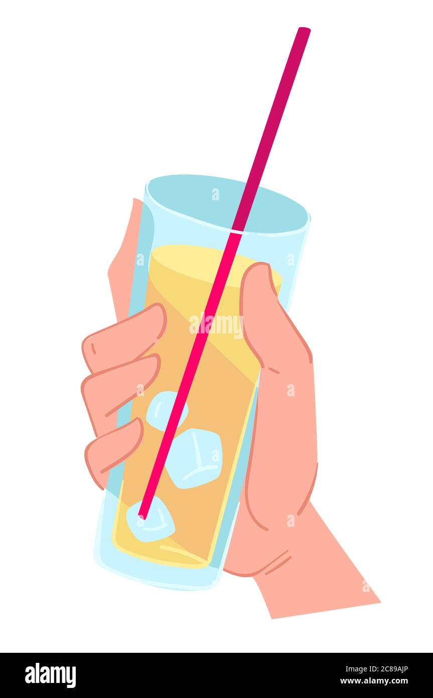 Hand holding glass of lemonade Stock Vector Images - Alamy