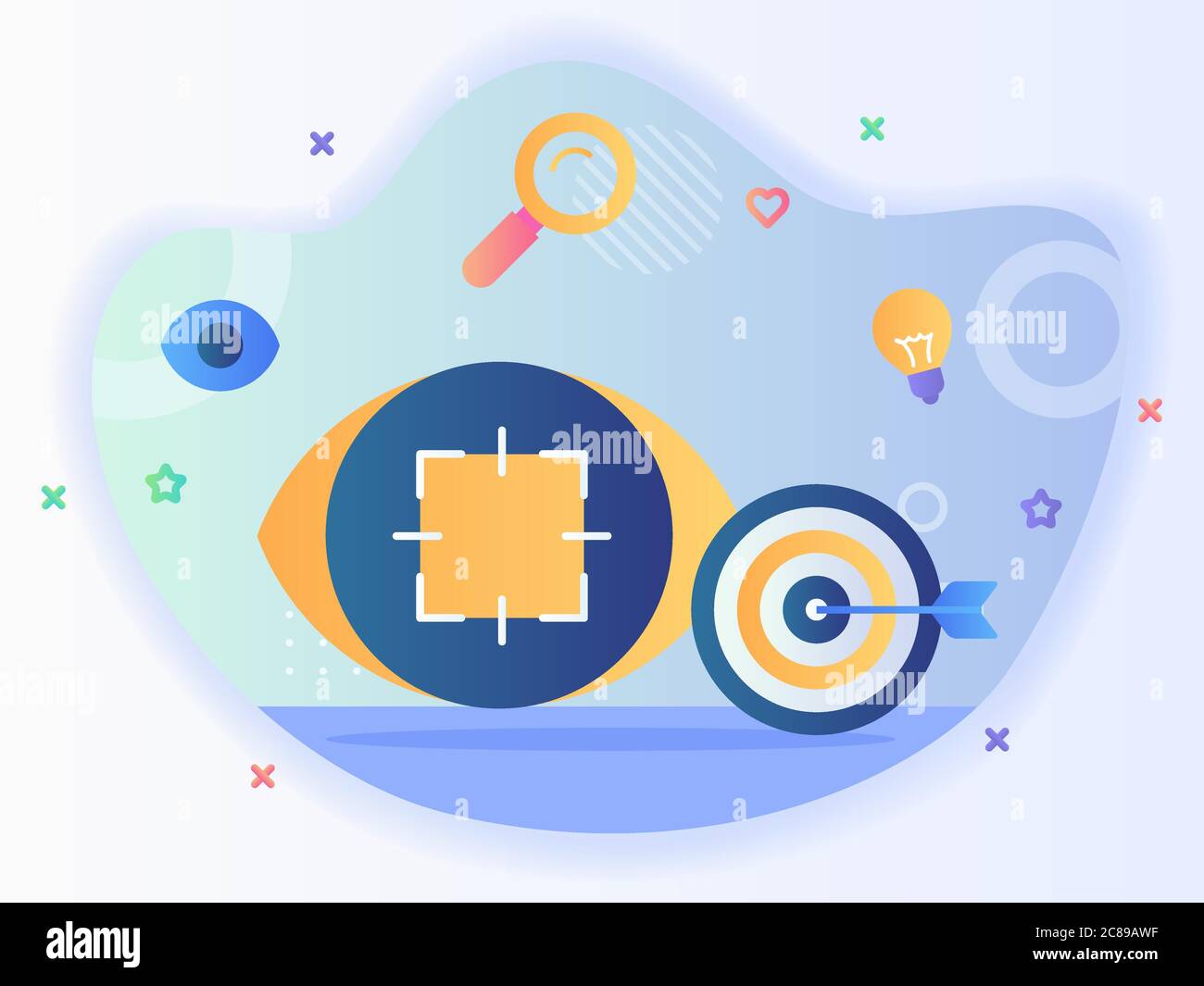 Focus target goals concept arrow right on target center board spy eye ...