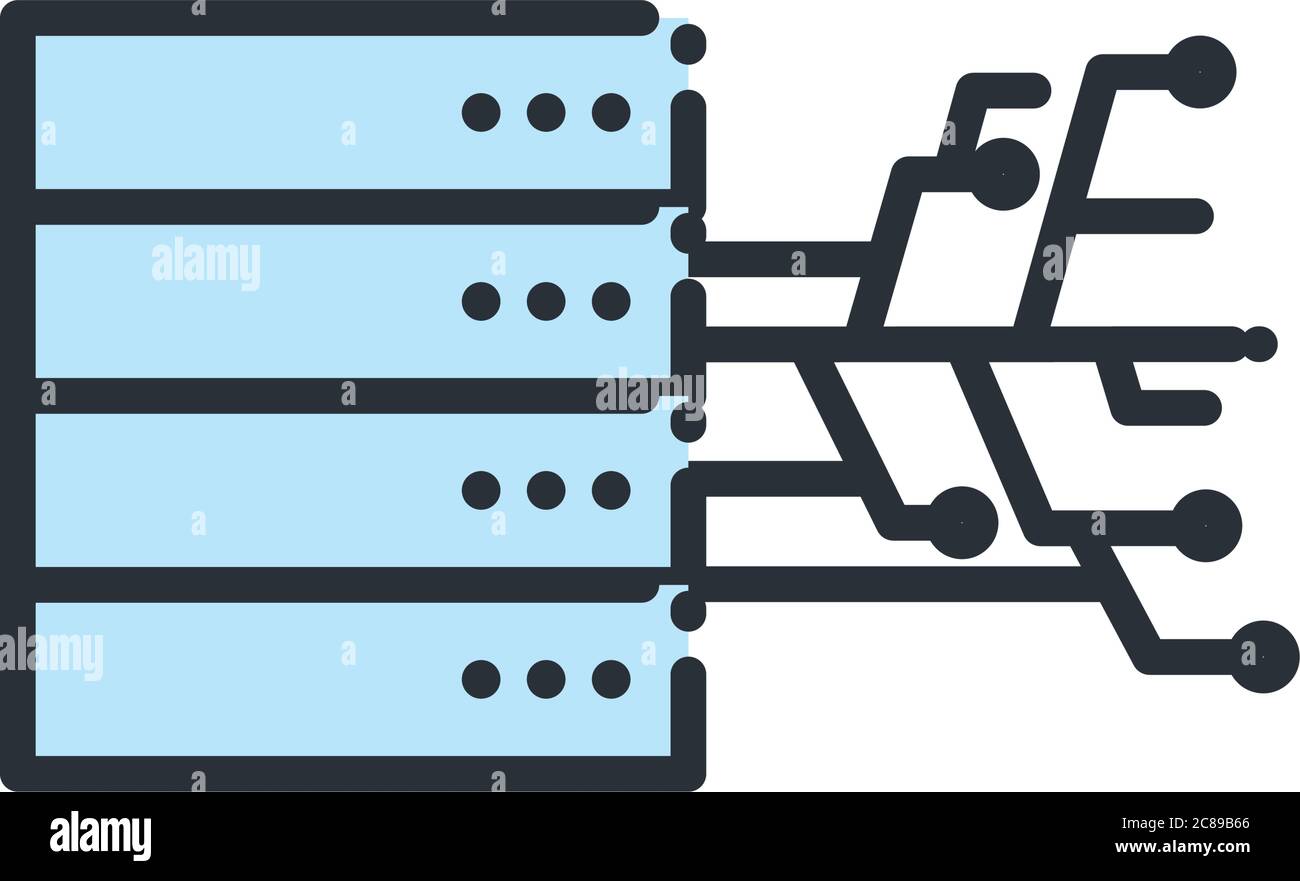Web hosting with circuit line and fill style icon design, Big data center base security system ...