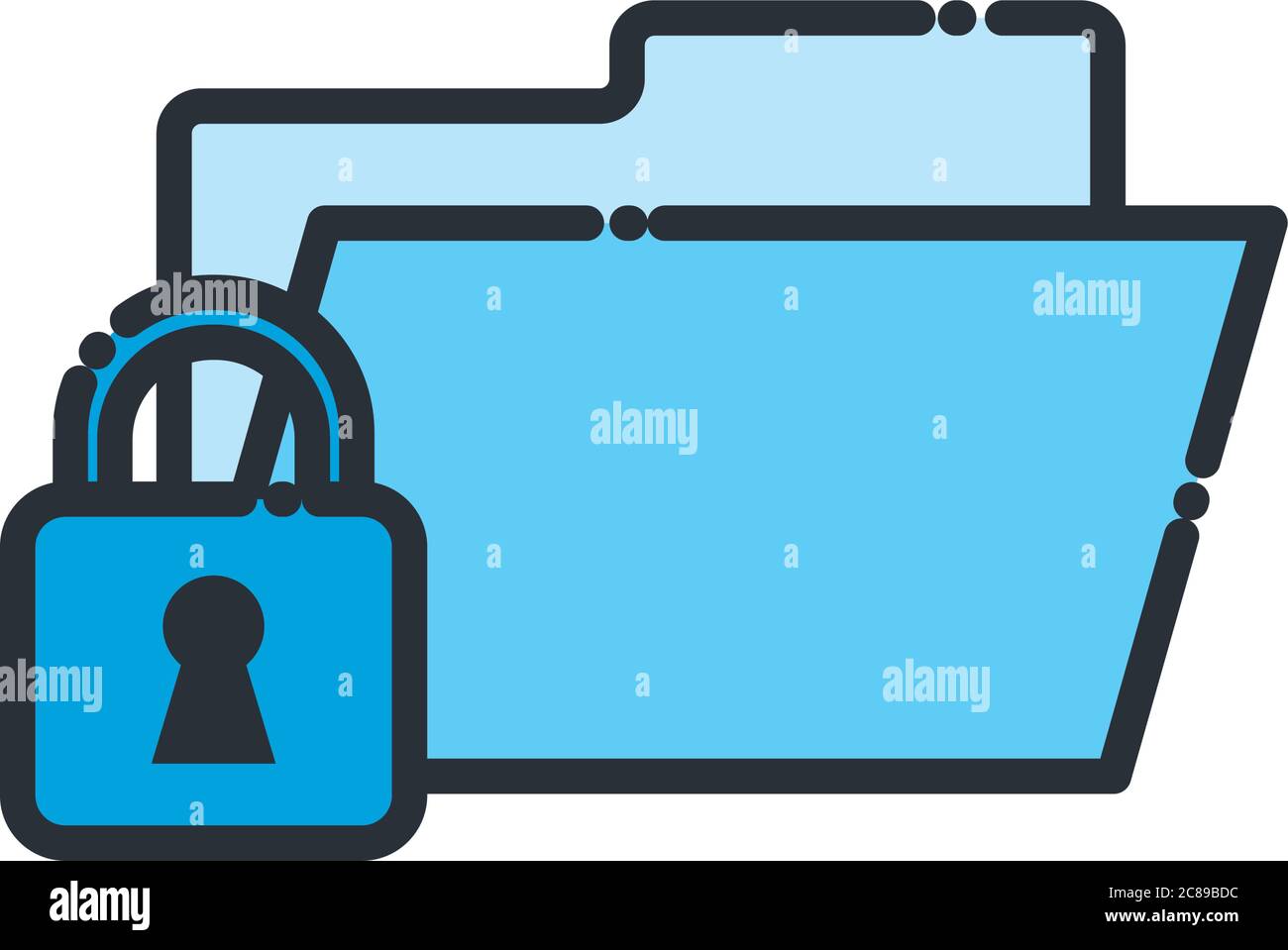 File and padlock line and fill style icon design, Document data archive storage organize ...