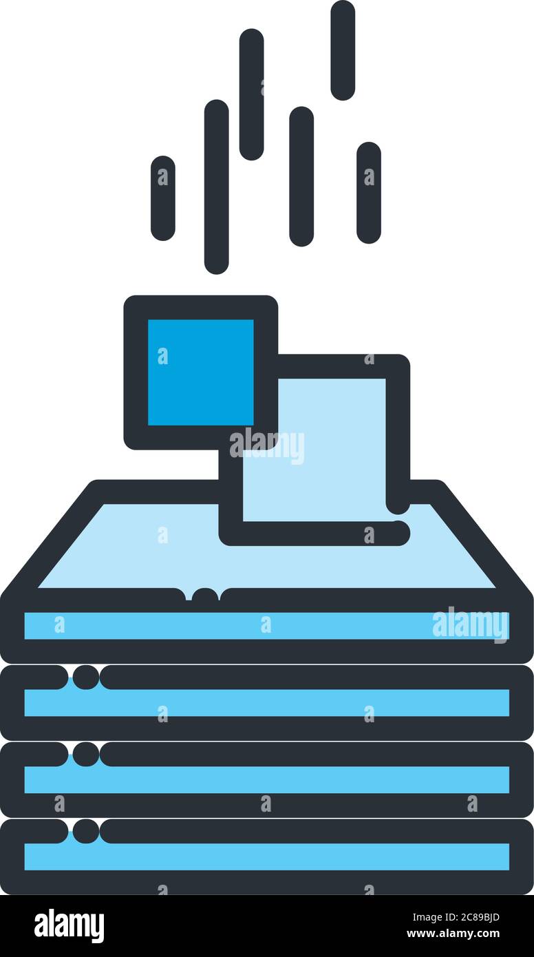 Web hosting line and fill style icon design, Big data center base security system and hardware ...