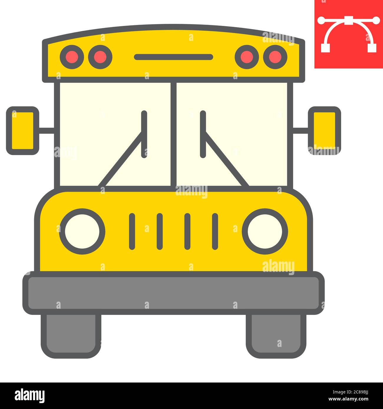 School bus color line icon, school and education, bus sign vector ...