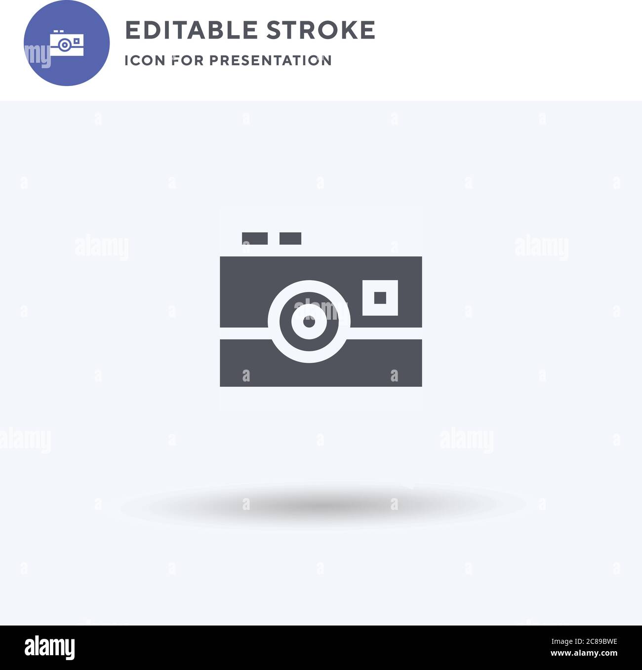 Camera icon vector, filled flat sign, solid pictogram isolated on white ...