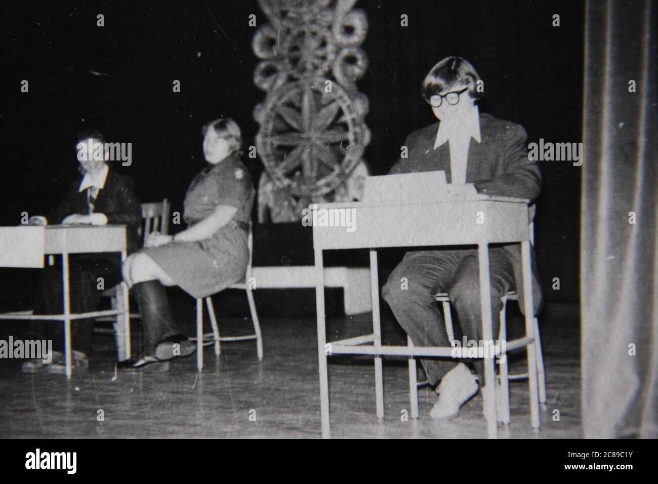 Fine 70s vintage black and white lifestyle photography of a stage ...