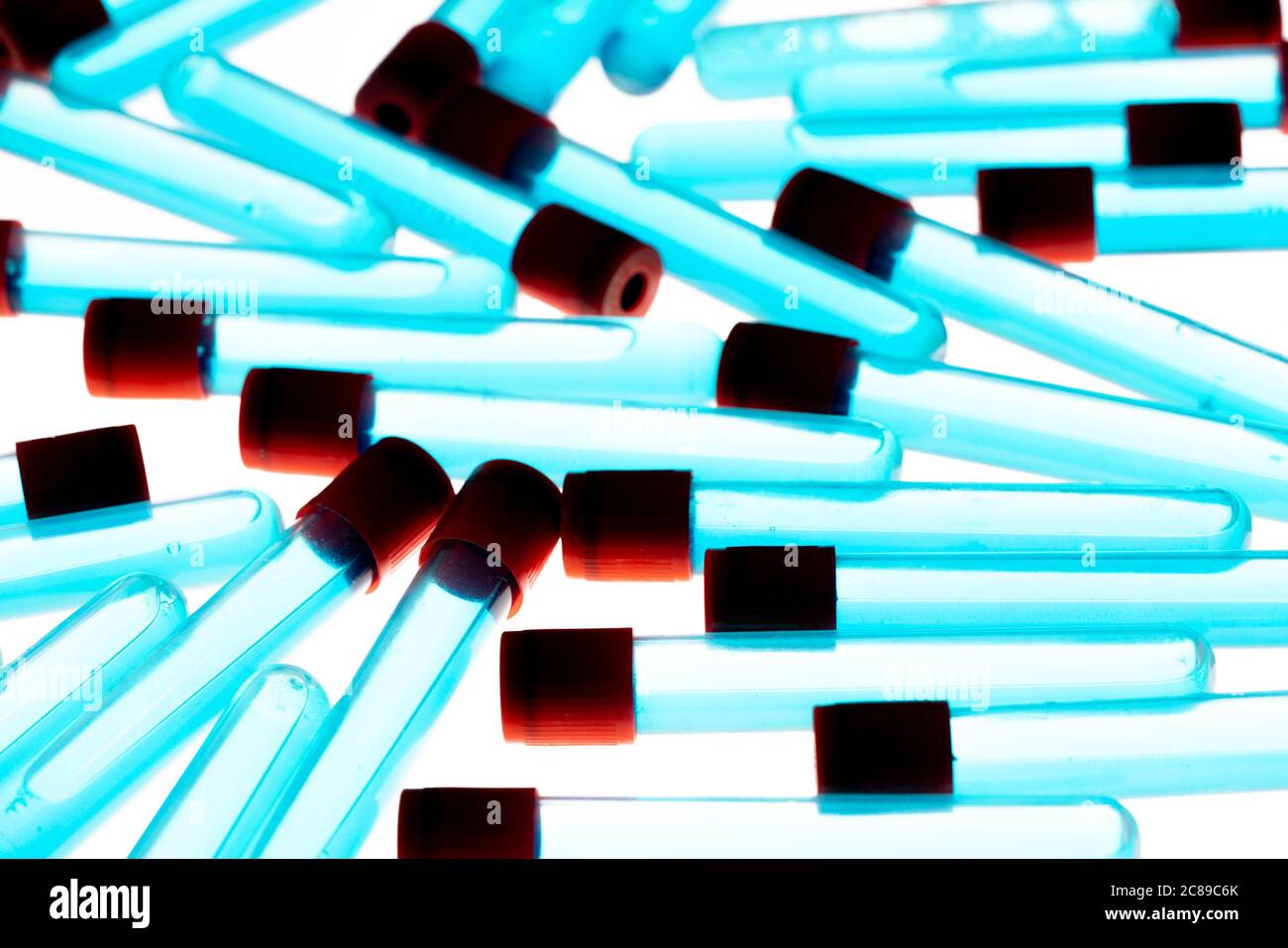 medicine test tubes for microbiological collection Flat lay, top view ...