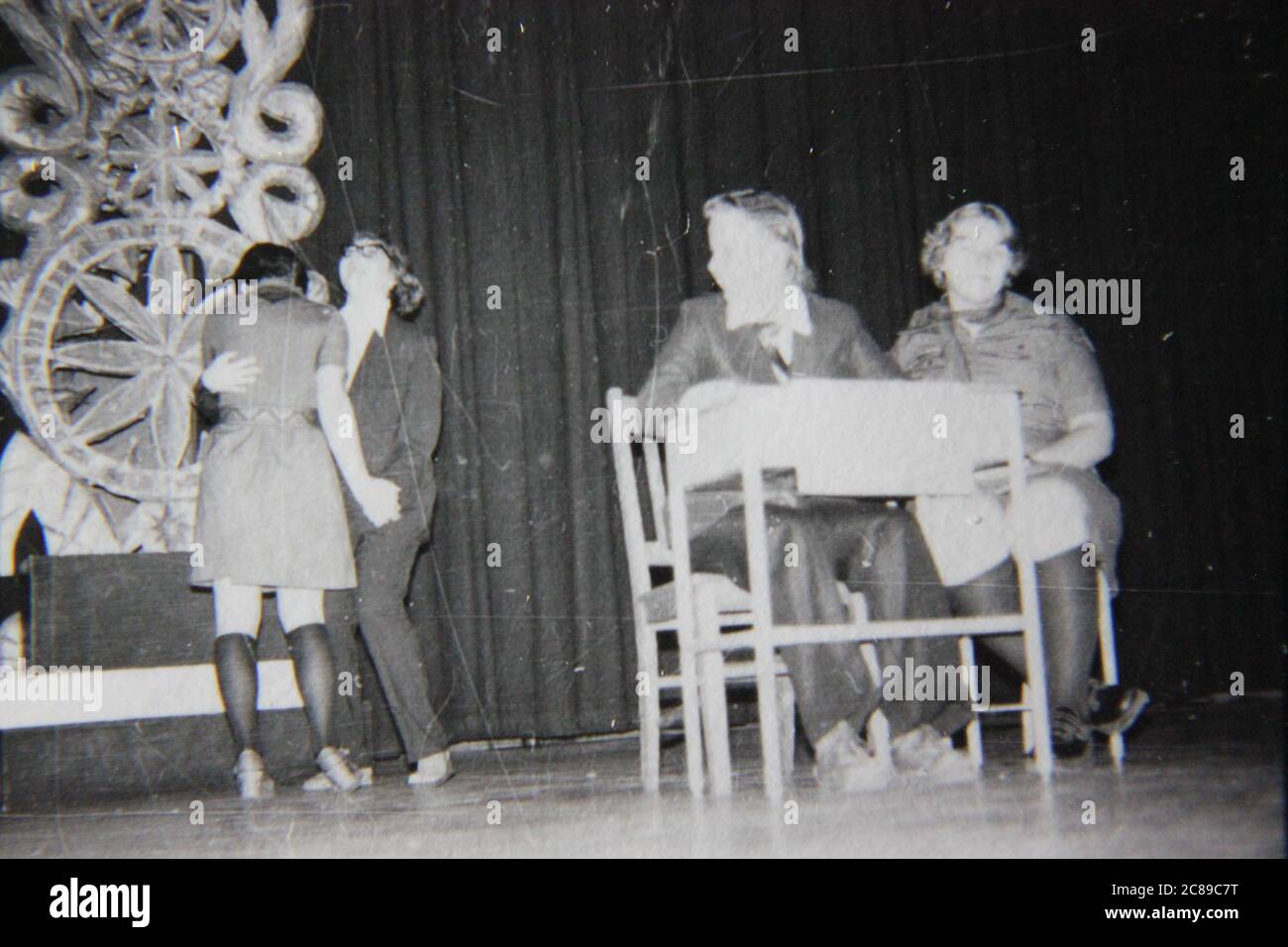 Fine 70s vintage black and white lifestyle photography of a stage ...