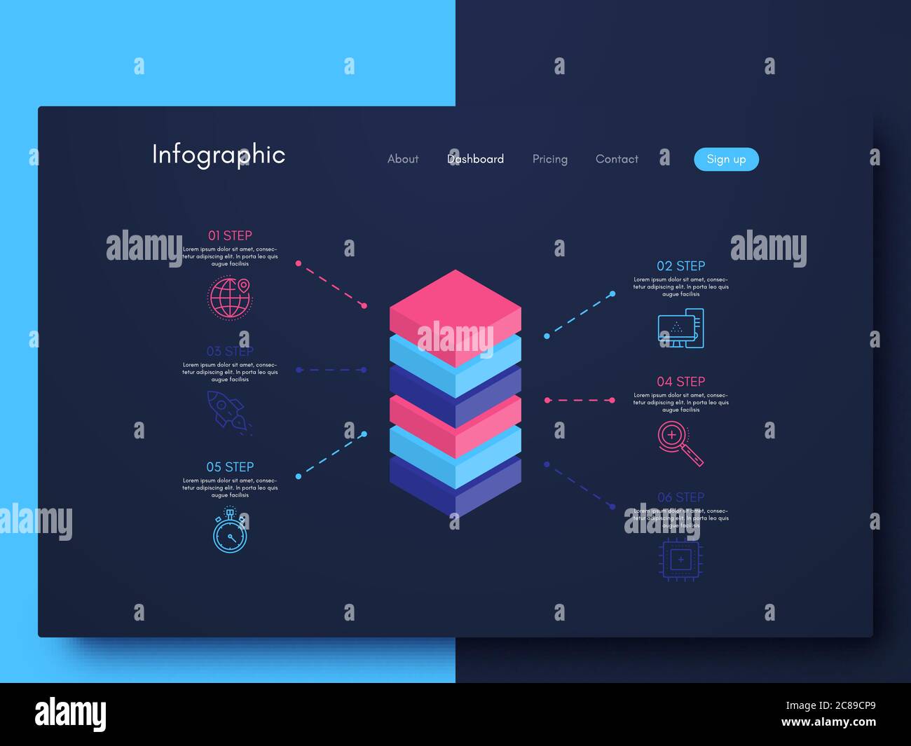 Vector graphics infographics with six options. Template for creating ...