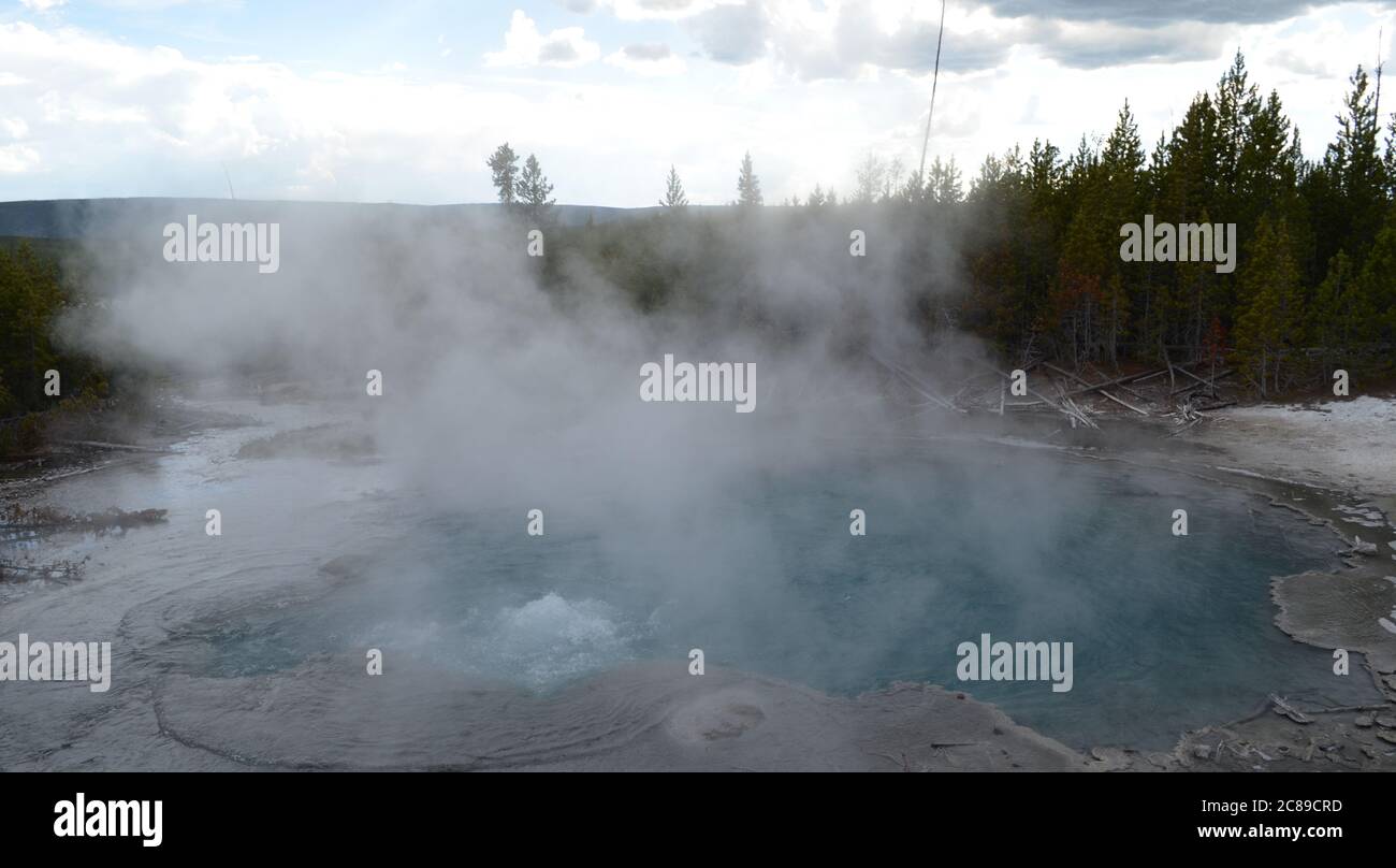 Late Spring in Yellowstone National Park: Steamy Bubbling Emerald ...