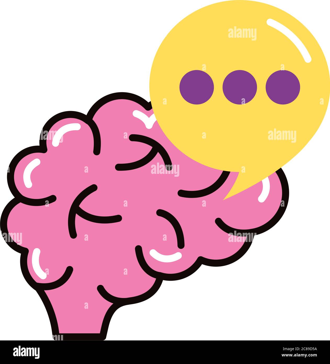brain human and speech bubble line and fill style icon vector ...