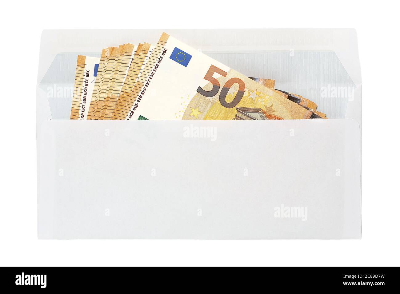 envelope with fifty euro banknotes isolated on white Stock Photo - Alamy