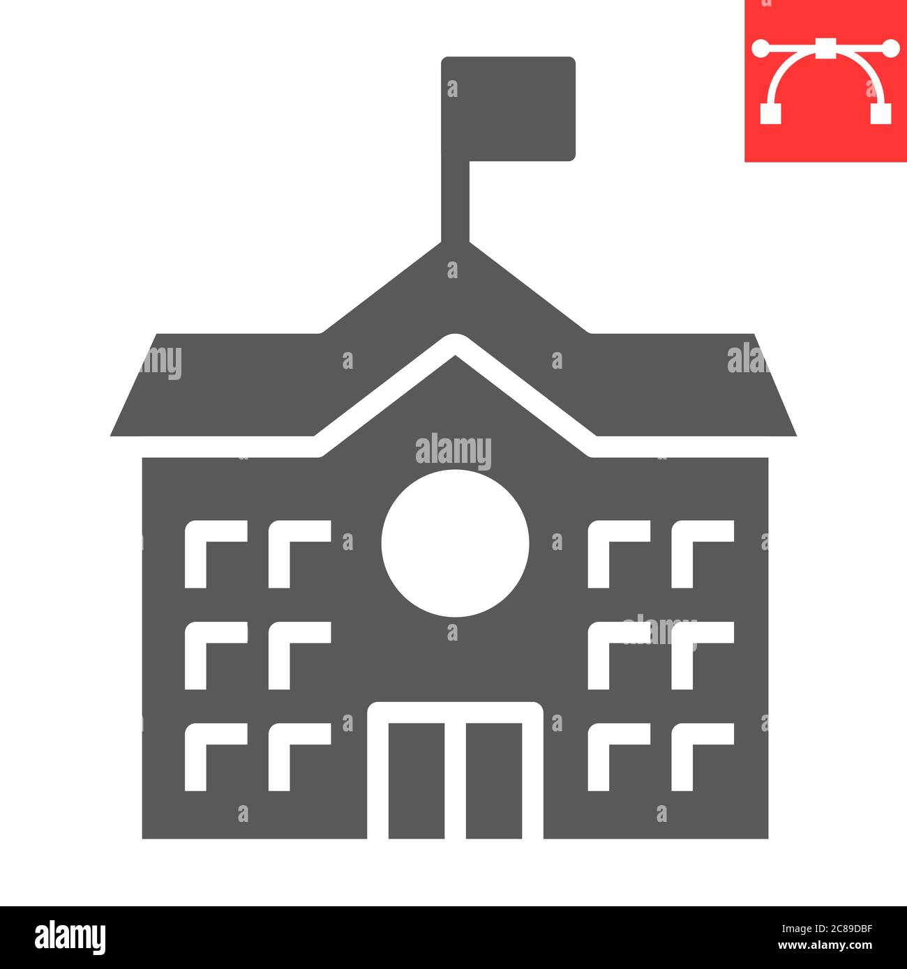 School Building glyph icon, school and education, house sign vector ...