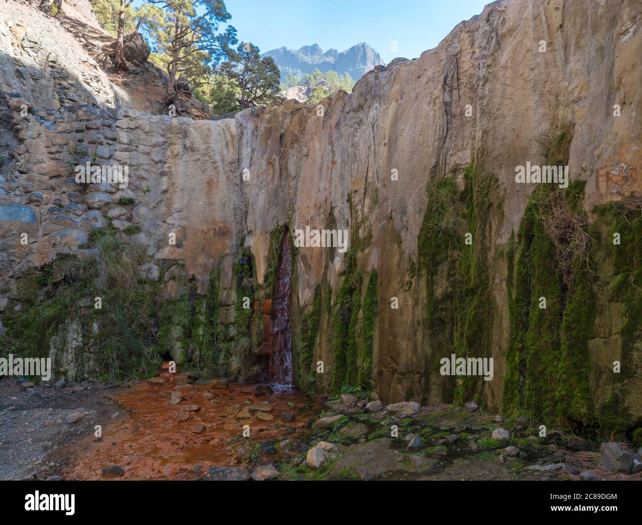 Cascada de Colores small allmost dry waterfall in a volcanic crater at ...