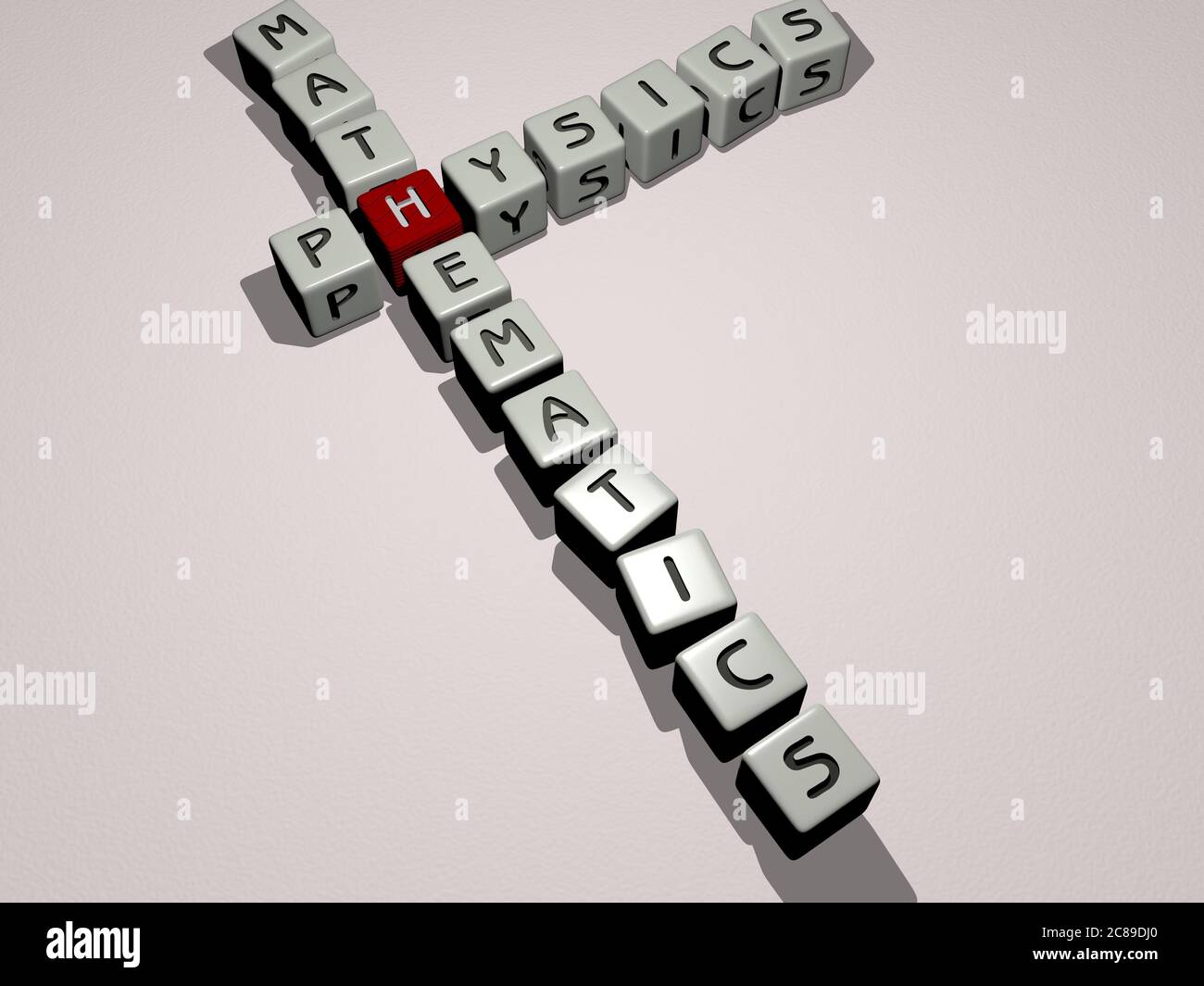 crosswords of physics mathematics arranged by cubic letters on a mirror ...
