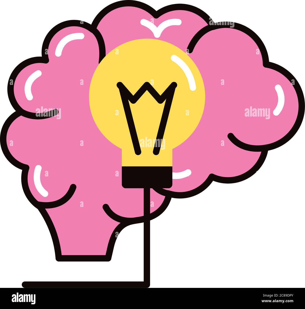 brain human with bulb line and fill style icon vector illustration ...